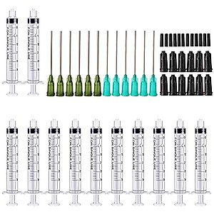 BSTEAN Syringe Blunt Tip Needles Caps Refilling and Measuring Liquids, Adhesives, Oil or Glue Applicator (3ml)