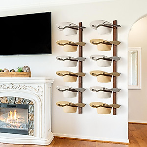 FLUFFYTREE Cowboy Hat Rack, 6 Pieces Hat Rack for Cowboy Hats with Wooden Board, Metal Cowboy Hat Holder Wall Storage Hat Holder-Organize Western Hats with Style and Ease