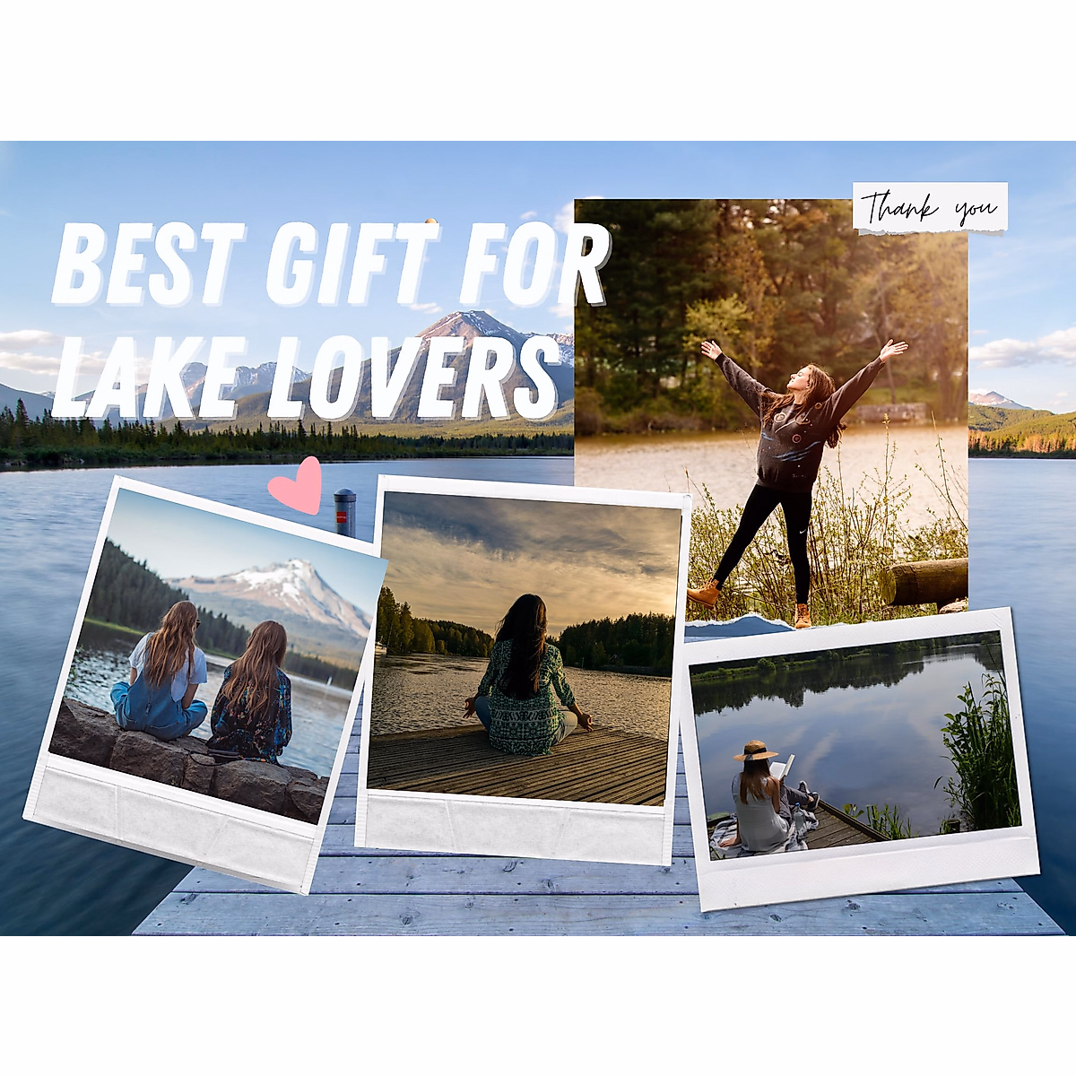 Onebttl Lake House Gifts, Lake Gifts for Women, Men, 40oz Insulated Travel Cup with Handle Lake Life Gifts, Housewarming Gifts for Lake House, Gifts for Lake Lovers, Rose Gold - Lake Life