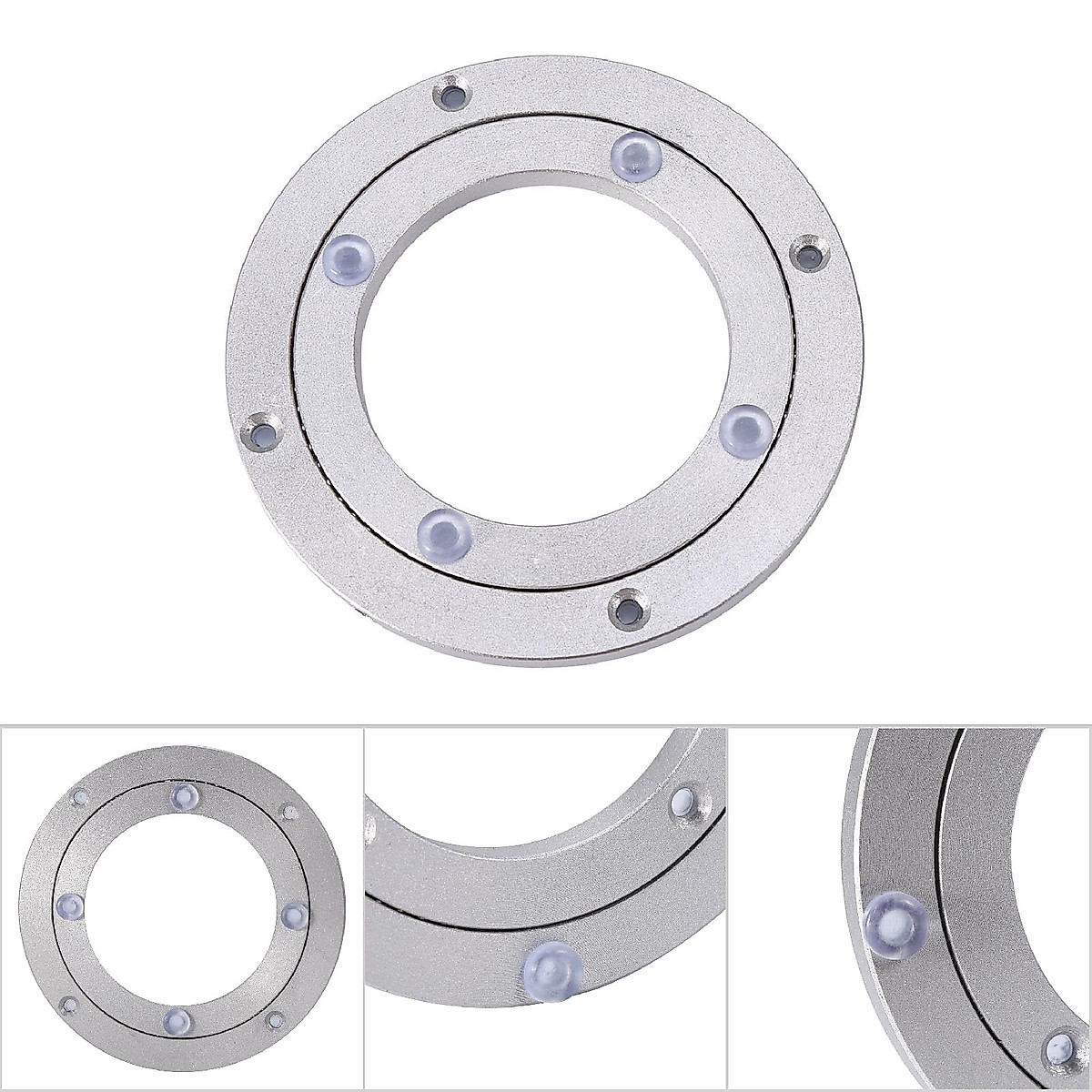 Swivel Turntable Lazy Susan Heavy Duty Aluminium Alloy Rotating Bearing Turntable Round Dining Table Smooth Swivel Plate for Kaleidoscopes Tabletop Serving Trade Show Displays(4 inch)