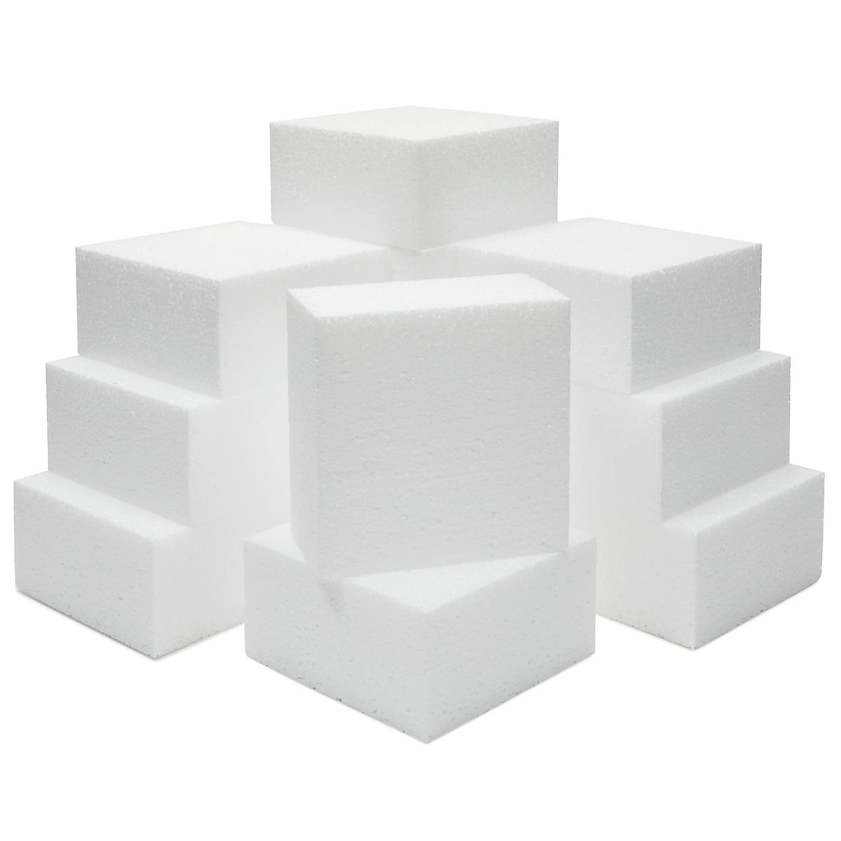 12 Pack Foam Sculpting Blocks for Crafts, Polystyrene Brick Rectangles for Floral Arrangements, Art Supplies (White, 4 x 4 x 2 in)