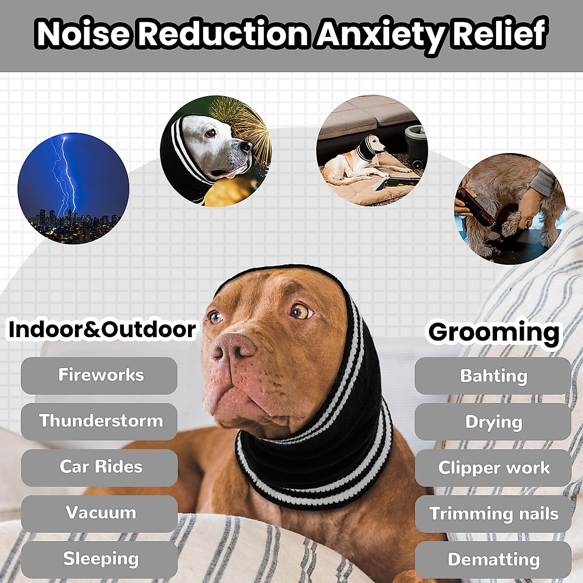 Nanaki Dog Ear Covers for Noise Bath No Shake Ear Wraps for Dogs Hematoma Dog Fireworks Anxiety Relief Calming Hoodie Dog Grooming Ear Cover Quiet Dog Head Wrap Force Drying Thunderstorm Ears for Dogs
