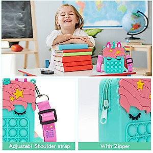 civan Mini Blue Pop Purse for Girls Crossbody, 2 in 1 Pop Bag Fidget Purse Toy Push Bubble Handbags, Silicone Sensory Toys Bag for Kids Birthday Gift Bag Toy Students Kids Present