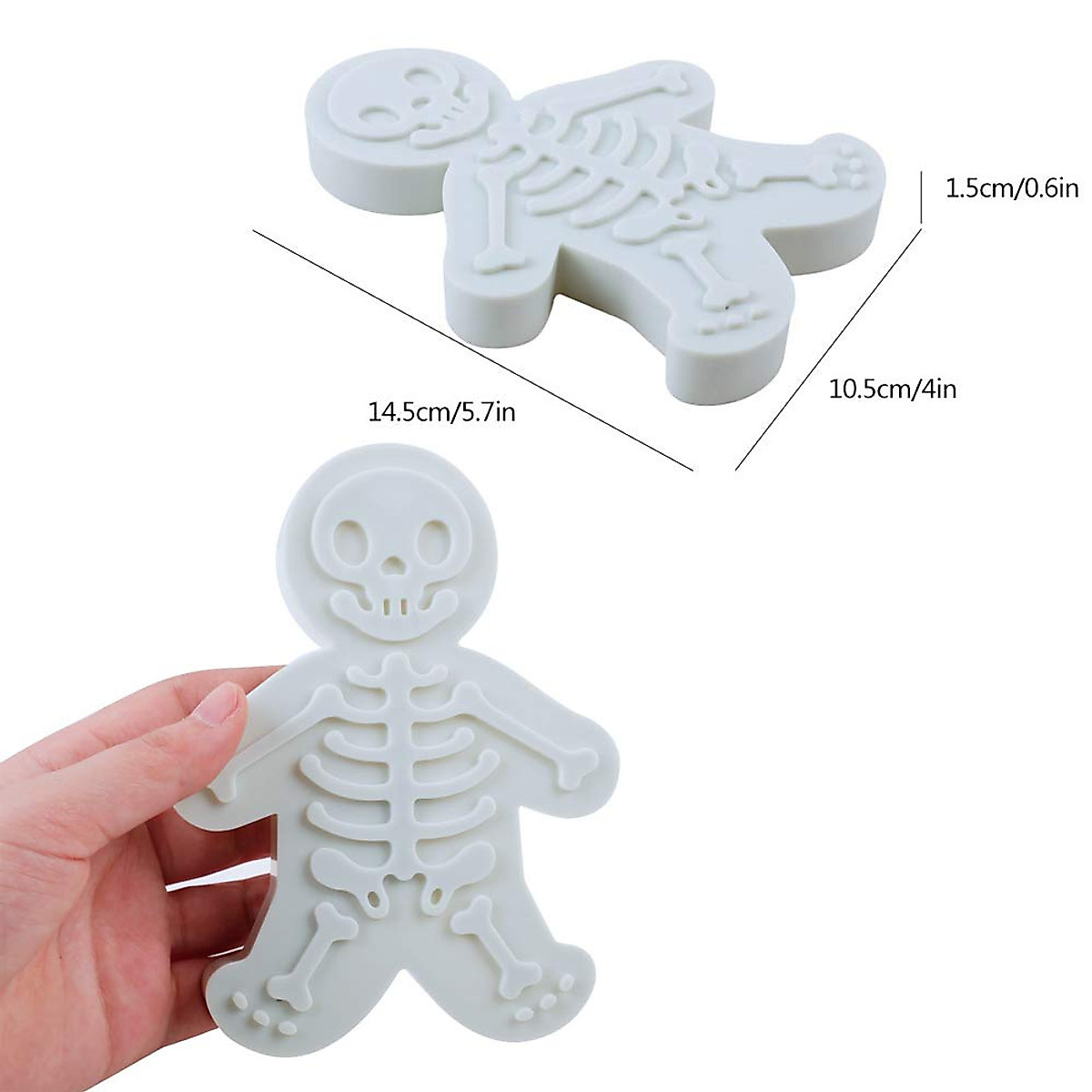 2Pcs Skeleton Cookie Mold, Skull Cookies Stampers SWEET SPIRITS Day of the Dead Cookie Cutter Gingerdead Men Cookie Cutter Halloween Christmas Bakeware Supplies