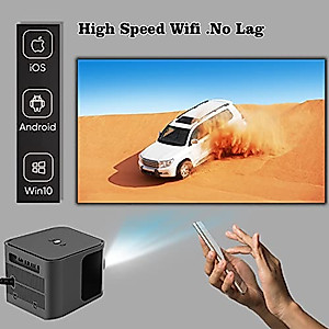 WiFi Projector Laptop Outdoor Projector PC Native 1080P 300ANSI 30’’-150’’ Picture Mini Portable Projector ElectricFocus Compatible with Android,iOS, TV Stick,iPhone ,PS5,PC,Laptop,Tablet -H89