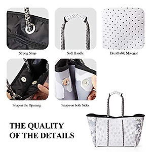 Large Neoprene ,Waterproof Shoulder ，Multipurpose beach bag Tote for Travel Beach Gym Swimming(L,White)