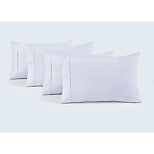 ShanDreamz - Pack of 4 White 100% Cotton Pillowcases, Standard/Queen Size 20x30, Soft Breathable Weave for A More Comfortable Sleep, Durable, Wrinkle Resistant & Easy-Care Fabric, Machine Washable