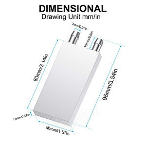 DIYhz Aluminum Water Cooling Block, Liquid Water Cooler Heat Sink System for PC Computer CPU Graphics Radiator Heatsink Endothermic Head Silver 2pcs(40mm x 80mm x 12mm)