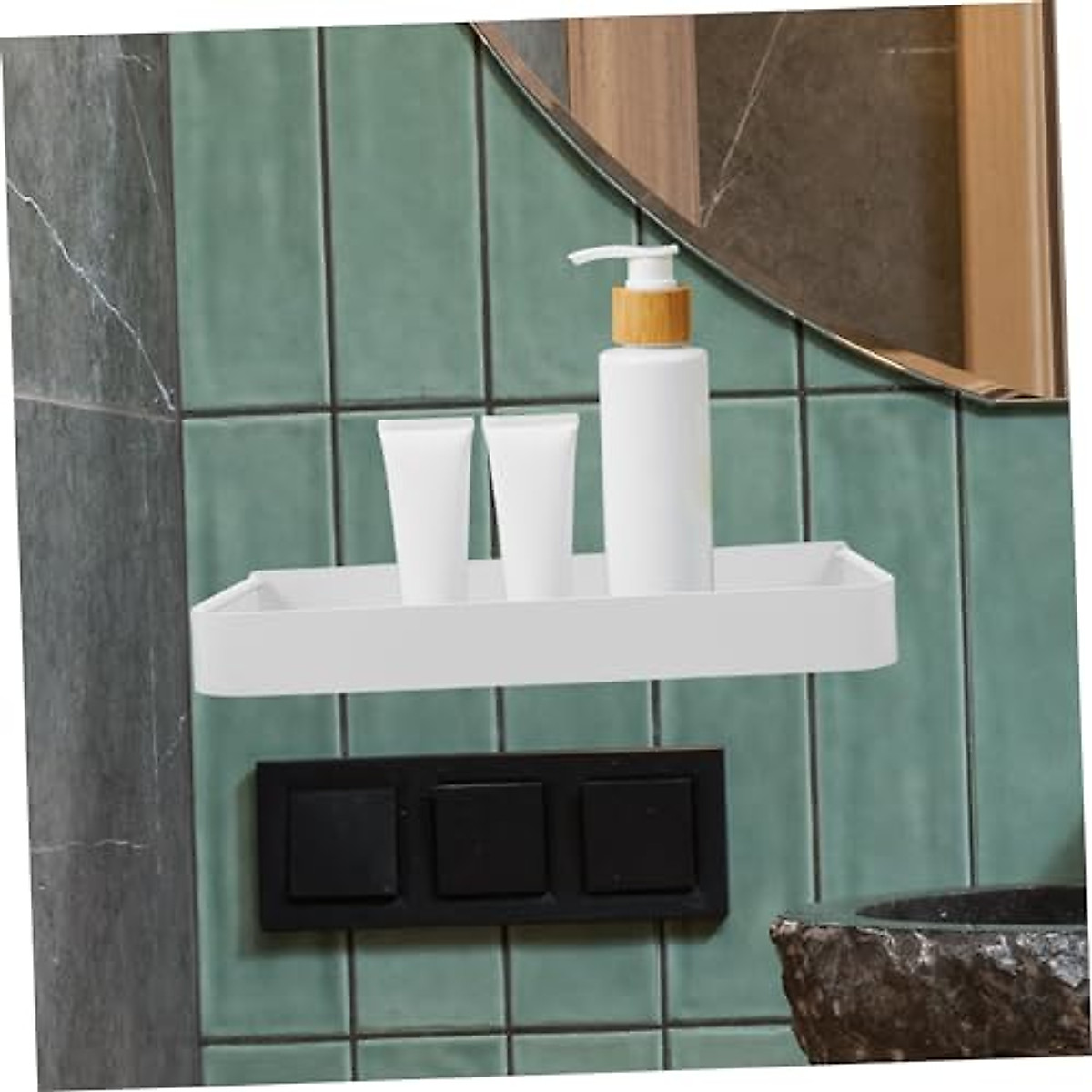 Beatifufu 1 Set Bathroom Shelf Kitchen Storage Rack Over The Toilet Shelf Wall-mounted Storage Mounted Sundries Organizer Towel Storage Stand Wall Mount Shelf Space Aluminum White