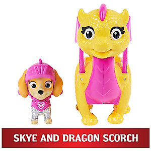 Paw Patrol, Rescue Knights Skye and Dragon Scorch Action Figures Set, Kids Toys for Ages 3 and up