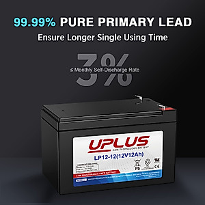 UPLUS 12 Volt 12AH Rechargeable SLA AGM Battery, LP12-12 Deep Cycle Batteries for EXP12120,EP12-12,NP12-12,WP12-12,LC-RA1212P,PX12120,PS-12120,RT12120,CP12120,ML12-12
