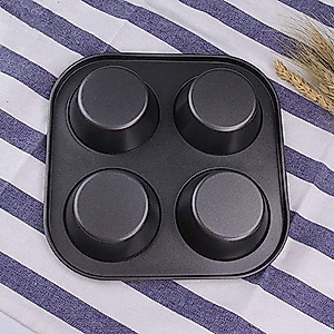 CZ-XING Cupcake Bakeware Pan and Muffin Cake Pan，4 Cup/Non Stick Carbon Steel Cupcake Baking Pan Quick Release Coating Oven Cake Tray Molds (Black 3Pcs)