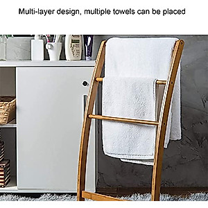 Household Items Bamboo Towel Rack Holder for Bathrooms,Freestanding Beach Towel & Poolside Rack with Bottom Storage Shelf,Quilt Rack Stand or Blanket Rack for Living Room or Bedroom 1pcs