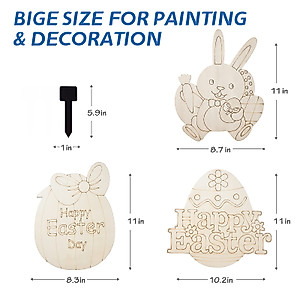 3pc Easter Arts and Crafts for Kids Paint Your Own Easter Yard Signs Wood Paint Craft Kits for Ages 8-12 Home Party Suppliess
