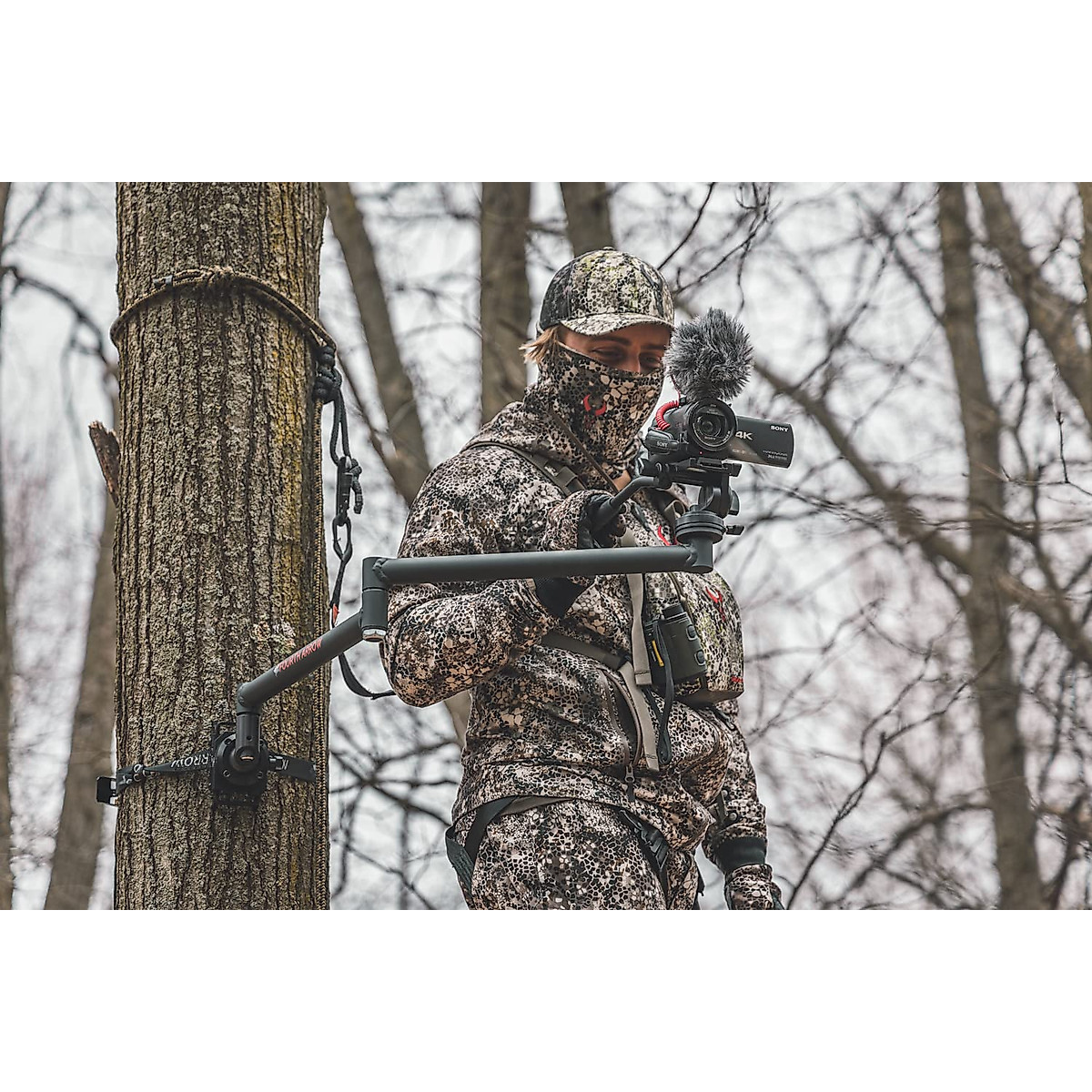 Fourth Arrow Stiff Arm Camera Arm Mount for Trees, Lightweight, Aluminum, 360 Tool-Less Leveling, Stable Bracket for Filming Hunts, Wide Range of Motion