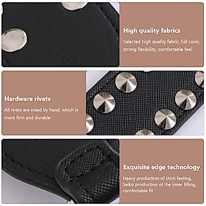 Artibetter Wide Leather Shoulder Bag Strap with siliver Studded Design Replacement Cross Body Handbag Purse Guitar Style Strap (Black)