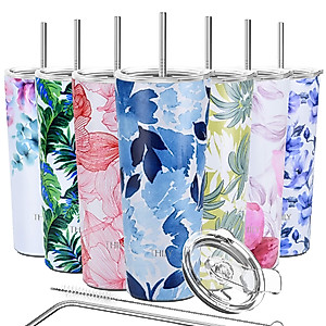 THILY Stainless Steel Vacuum Insulated Tumbler 26 oz Triple-Insulated Travel Mug with Splash-Proof Lid, for Iced Coffee and Hot Beverage, Blue Maple