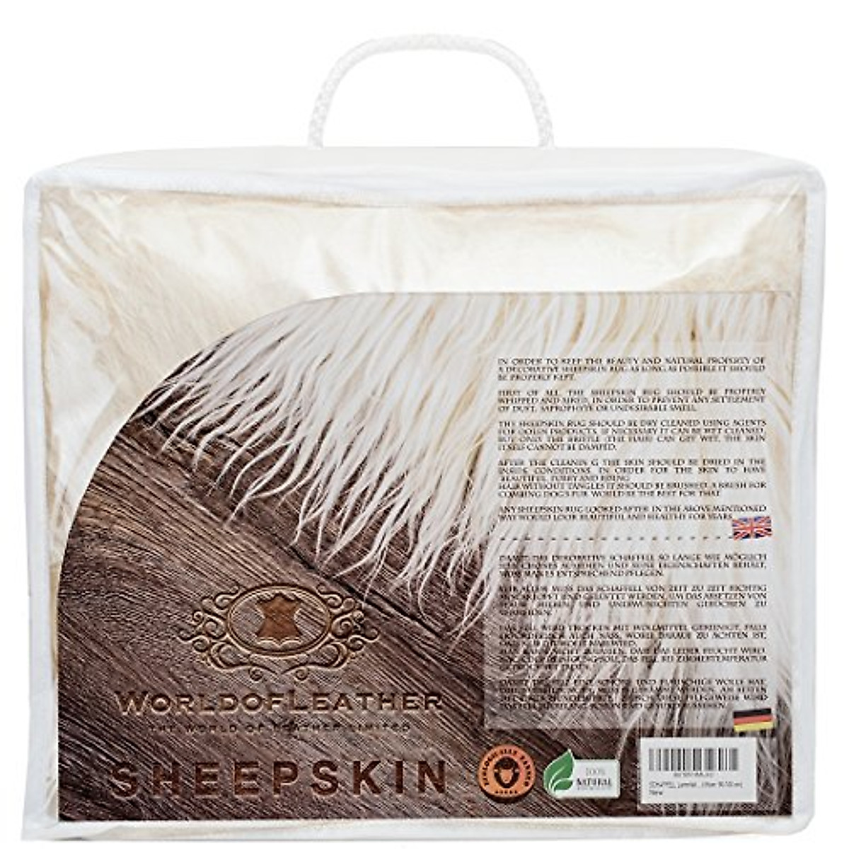 World of Leather White, Fluffy, Soft and Silky Genuine Icelandic Sheepskin Wool Rug wsi (M 44")