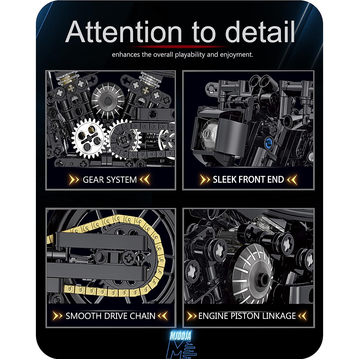 MJDDJA 1:8 Motorcycle Building Set- 586PCS, for Teenage Boys,Building Blocks for Adults, Collectible Building Toy for 14+ Year Old Boys, Adult Birthday Idea Gifts(Compatible with Legos Set)