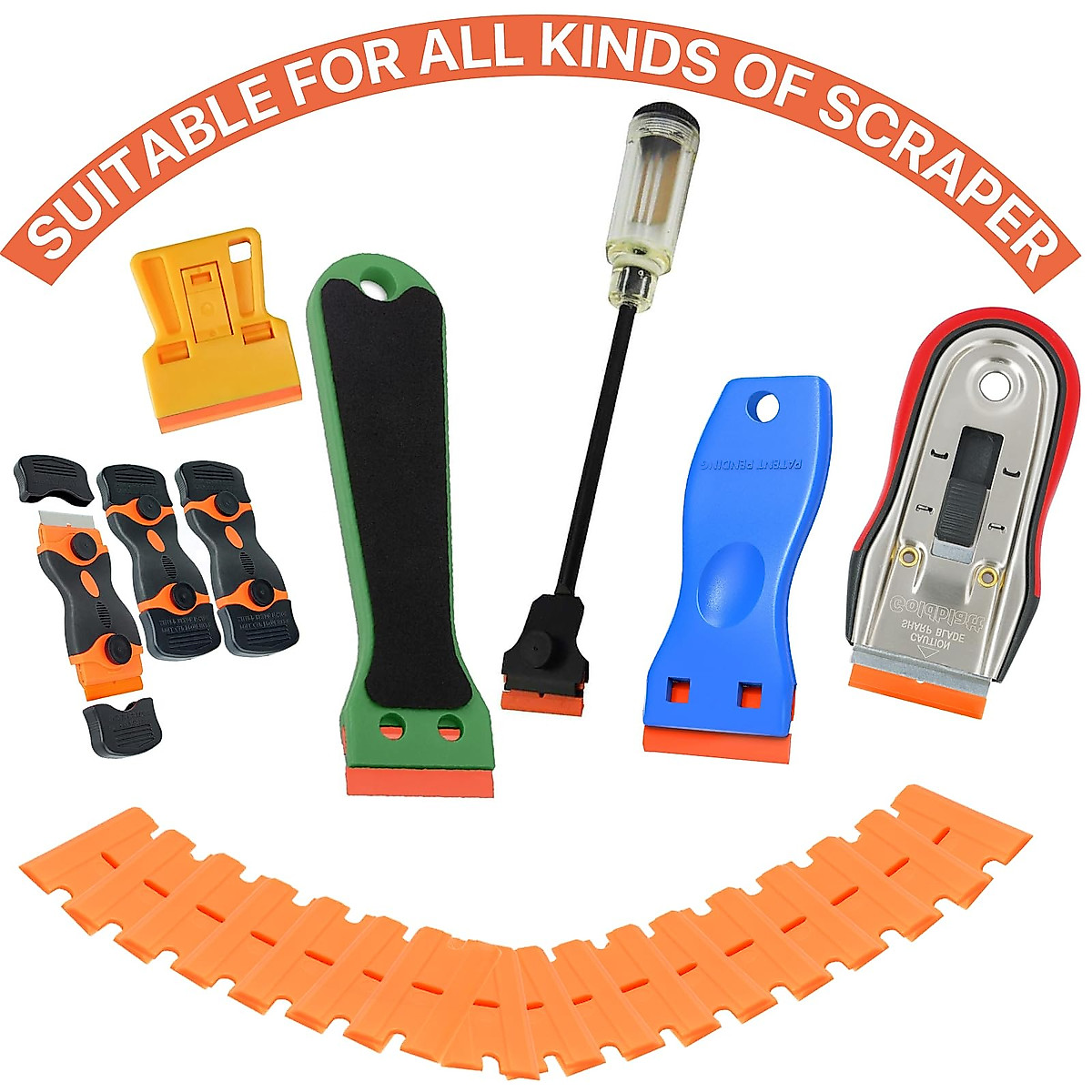 Lainballow 500 Pcs Plastic Razor Blades, Double Edged Scraper Blades, Plastic Knife Blades Replacement Suit for Cleaning Glass and Removing Decals, Stickers, Adhesive Labels