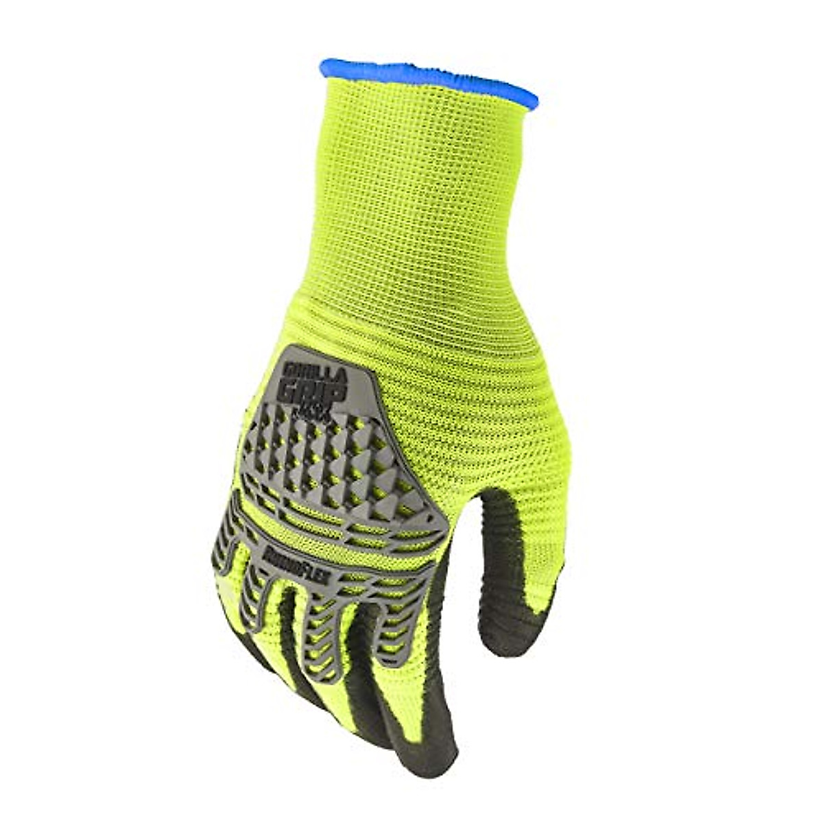 Gorilla Grip Max RhinoFlex High Vis Work Gloves with Impact and Abrasion Protection, Large