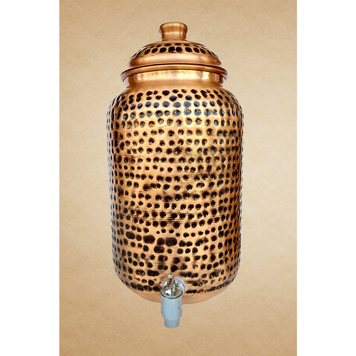 Rastogi Handicrafts pure copper Hammered water storage Tank Brown pot 4 liter capacity with Tumble and Copper Bottle