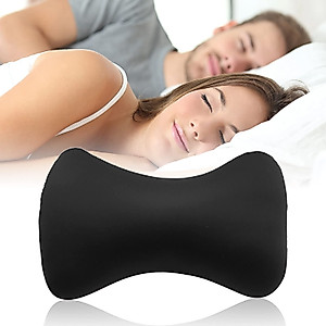 Longaoa Microbead Roll Neck Pillow Mini Microbeads Bone Type Travel Pillow Soft Mooshi Jelly C-ervical Pillow Cushion Back Head Neck Support Sleeping Throw Pillows for Home Sofa Bed (Black, 1pc)