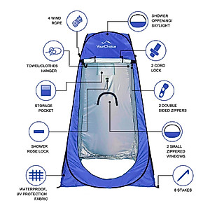 Your Choice Pop Up Camping Shower Tent, Portable Changing Room Camp Shower Toilet Privacy shelter Tents for Outdoor and Indoor with Carrying Bag, 6.2 FT Tall