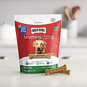 Milk-Bone Brushing Chews Daily Dental Dog Treats, Large, 25 Count