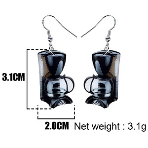 DUOWEI Acrylic Novelty Coffee Machine Drop Earrings Modern Dangle Jewelry for Women Fashion Gifts (Black)