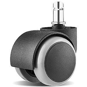 Office Chair Caster, Wheels Revolving Casters, 7/16” (11mm) Stem Diameter, Easy Install for Replacement, for Hardwood Floors and Carpet