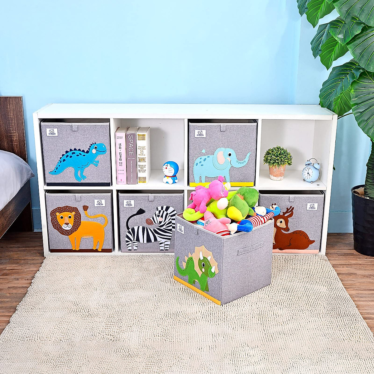 CLCROBD Foldable Animal Cube Storage Bins Fabric Toy Box/Chest/Organizer for Toddler/Kids Nursery, Playroom, 13 inch (Triceratops)