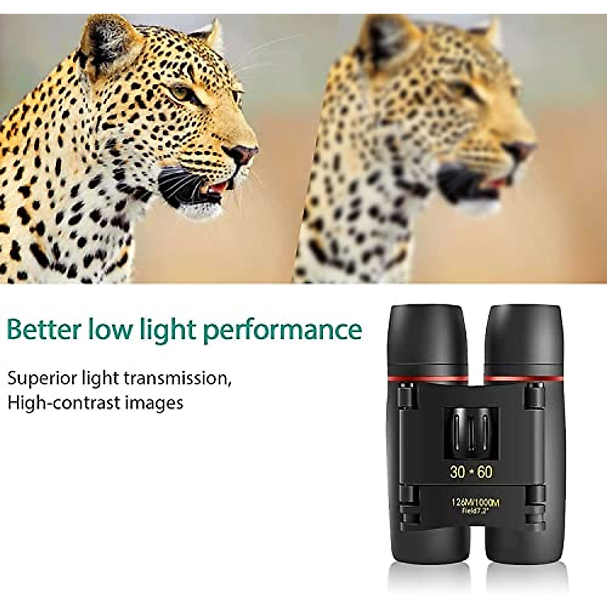 ZIYOUHU 30x60 Binoculars Small Compact Light Binoculars, Suitable for Adults and Children Bird Watching Travel Sightseeing, Waterproof Lightweight Small Binoculars, with Clear Low-Light Vision…