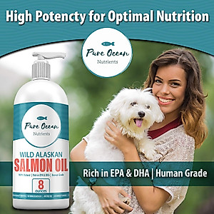 Wild Alaskan Salmon Oil for Dogs and Cats 8 Ounce; Natural Supplement with Omega 3's to Support Joint, Heart, and Immune Health; Promotes a Shiny Soft Coat and Healthy Skin