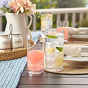 US Acrylic Classic Clear Plastic Reusable Drinking Glasses (Set of 8) 9oz Juice & 16oz Water Cups | BPA-Free Tumblers, Made in USA | Top-Rack Dishwasher Safe