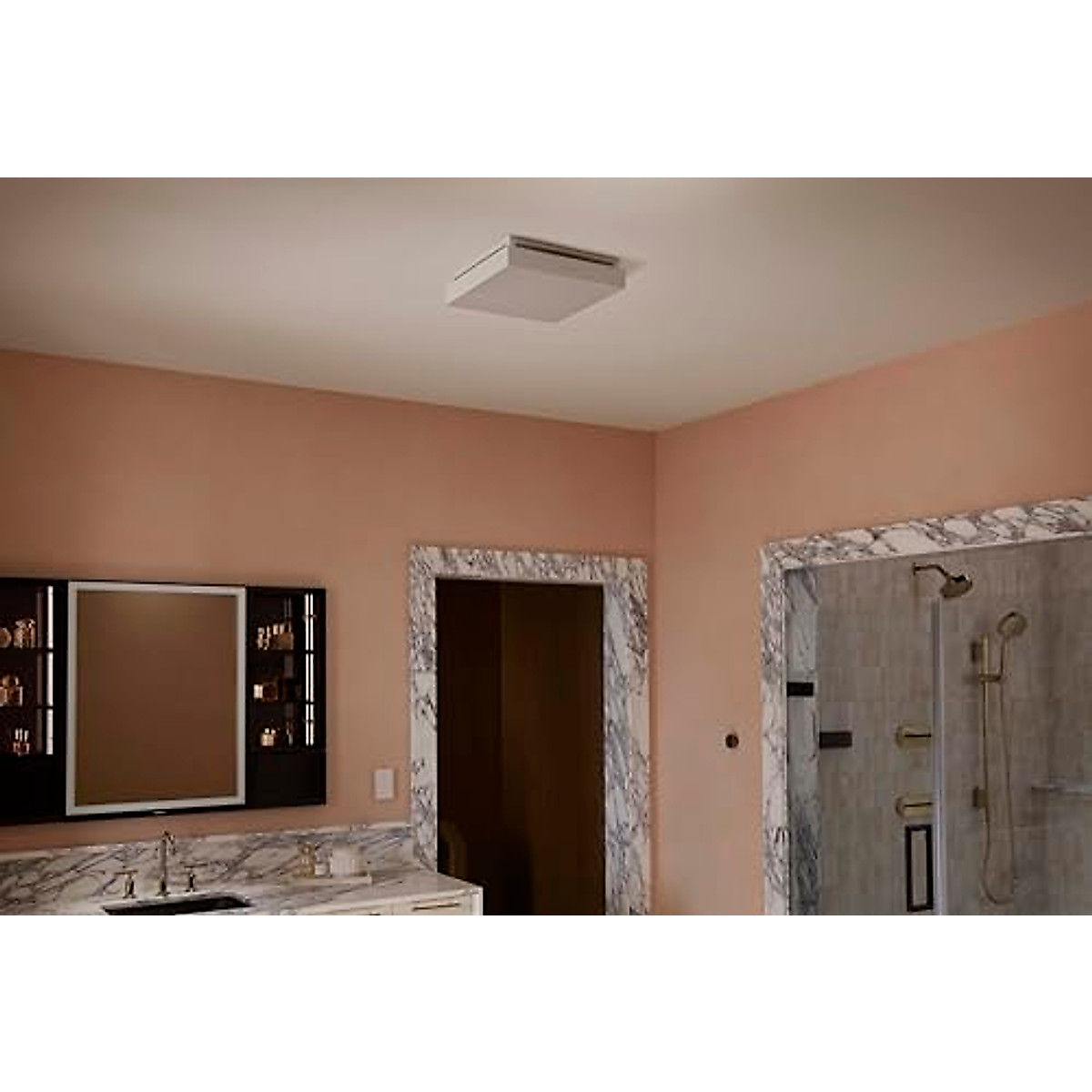 KOHLER Atmo Bathroom Exhaust Fan With Light, Ceiling Vent for Bathroom, 13-7/8" X 13-7/8"