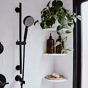 GEOONA 2 pcs Marble Shower Corner Shelf for Bathroom, 9'' Natural Marble Corner Shelves for Bath Wall Mounted Both Side Polished (2, Carrara White)