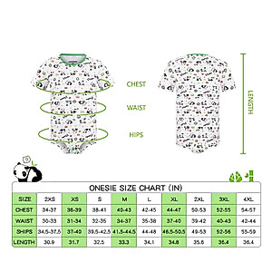 Landofgenie Men Short Sleeve Bodysuit Pajama Panda Print Bodysuit One Piece Pajamas Rompers Basic Onesie 3XL