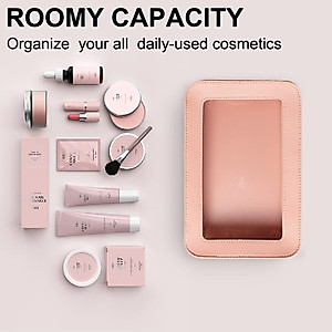 LETGO Clear Makeup Bags, TSA Approved Toiletry Bag with Zipper, Clear Makeup Organizer Fit Carry-on Travel Car Accessories Essentials,Portable Travel Pouch for Women Men (Pink)