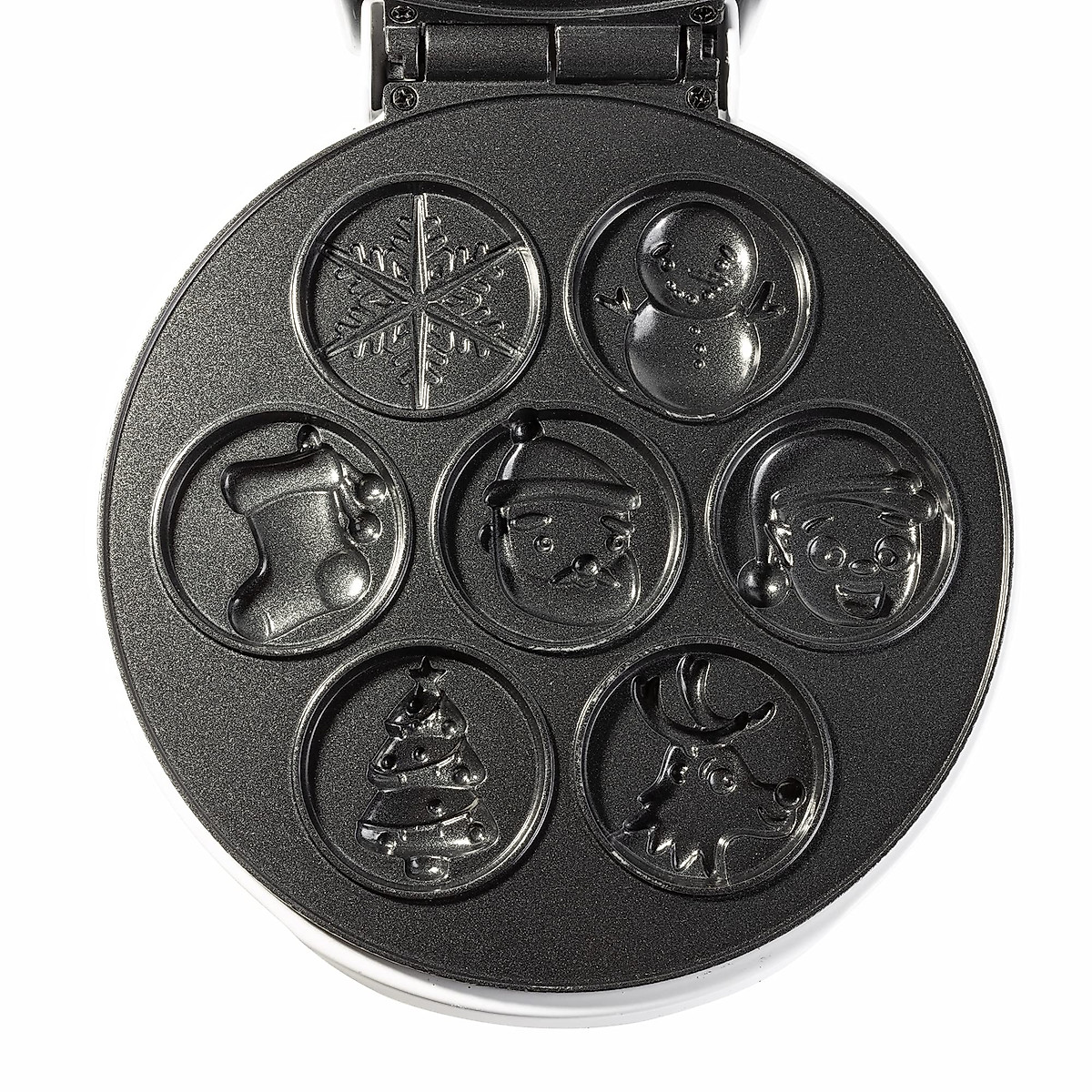 Christmas Holiday Waffle Maker w 6 Edible Food Markers- Make X-Mas Breakfast Fun w Delicious Decorated Pancakes or Waffles- Electric Nonstick Waffler Iron, Fun Gift for Kids & Adults, Family Activity