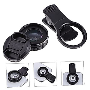 Hemobllo 2pcs on K Kit Pouch Smart Lens Clip Carry Angle Portable Cell for Mobile Wide Mm High Fish Attachment Compatible with Most Smartphones Lenses Black Len Macro Phone Eye Camera