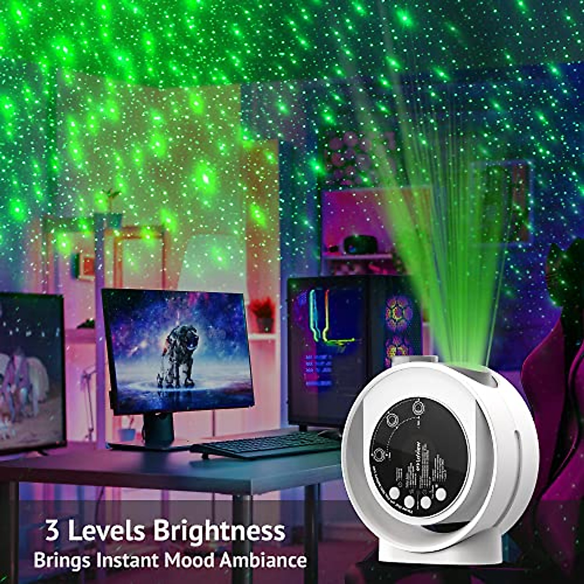 LaView Galaxy/Star Projector, Adjustable HD Projector with 130 ft² Projection Area, with Changing Nebula, Auto-Off Timer, Remote Control, for Home Decoration/Bedroom Night Light, 2 Replaceable Discs