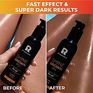 BYROKKO Shine Brown Premium Tanning Accelerator Oil (150 ml), XXL Tanning Oil for Outdoor Sun or Sunbed, Suntan Oil with Luscious and Fresh Orange Scent, Achieve a Natural Tan with Natural Ingredients