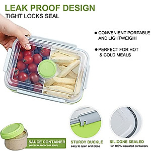 Shopwithgreen Set of 3 Salad Food Storage Container To Go, 47-oz Bento Box with Removable Tray & Dressing Pots, for Lunch, Snacks, School & Travel - Food Prep Storage Containers with Lids