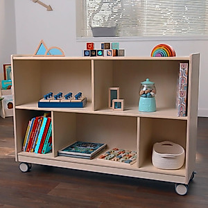 Children’s Factory Mobile 30" H 2-Shelf Storage, Classroom Reading Nook Cubbies, Kids Preschool & Daycare Toy Cubby Shelves, Toddler Playroom Bookshelf