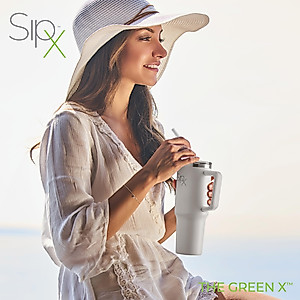 SIPX™ Insulated Tumbler With Lid And Straw, 40oz. Tumbler With Handle Keeps Cold 12 Hours, Water Bottle Thermos With Lid, BPA-Free Reusable Insulated Coffee Tumblers, Travel Mug Great For Beach Party