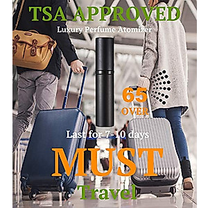 D-LOTUS Refillable Perfume Atomizer 5ml Perfume Bottle, Mini Travel Atomizer Empty Portable Perfume Spray Bottle (Black and Silver)