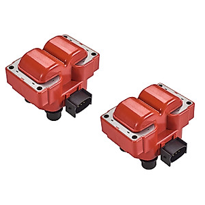 ENA Set of 2 Red Ignition Coil Pack Compatible with Ford Lincoln Mazda Mercury F150 F250 E150 Escort Explorer Mustang Ranger Town Car Expedition Mark B2300 B2500 Tracer Cougar Replacement for FD487