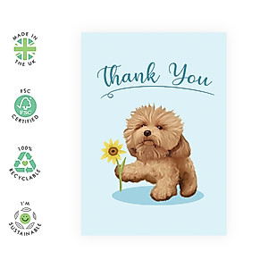 CENTRAL 23 Thank You Greeting Cards From Dog - Thank You Fluffy Dog - Sweet Dog Birthday Card - For Fur Mom Dad - Pet Owner - Gifts From Fur Baby - Comes With Stickers