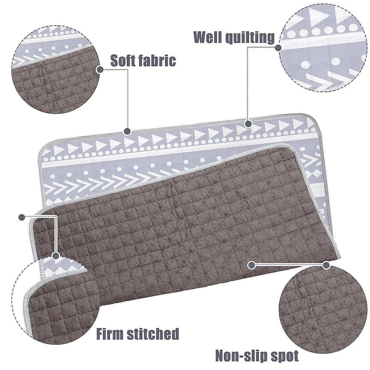 Boho Portable Baby Play Mat, 43 x 43 Inch Washable Foldable Crawling Mat, Non Slip Playmat for Babies, Kids Play Mats Pad for Floor Playpen Toddler Infants Tummy Time Activity